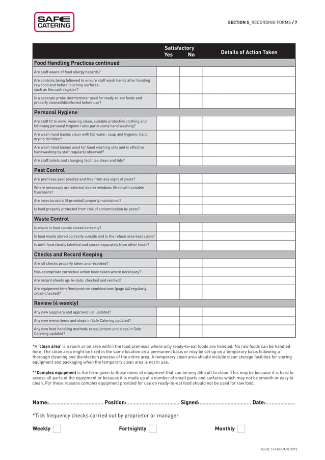 Safe catering-recording-forms | PDF