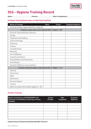 Safe catering-recording-forms | PDF