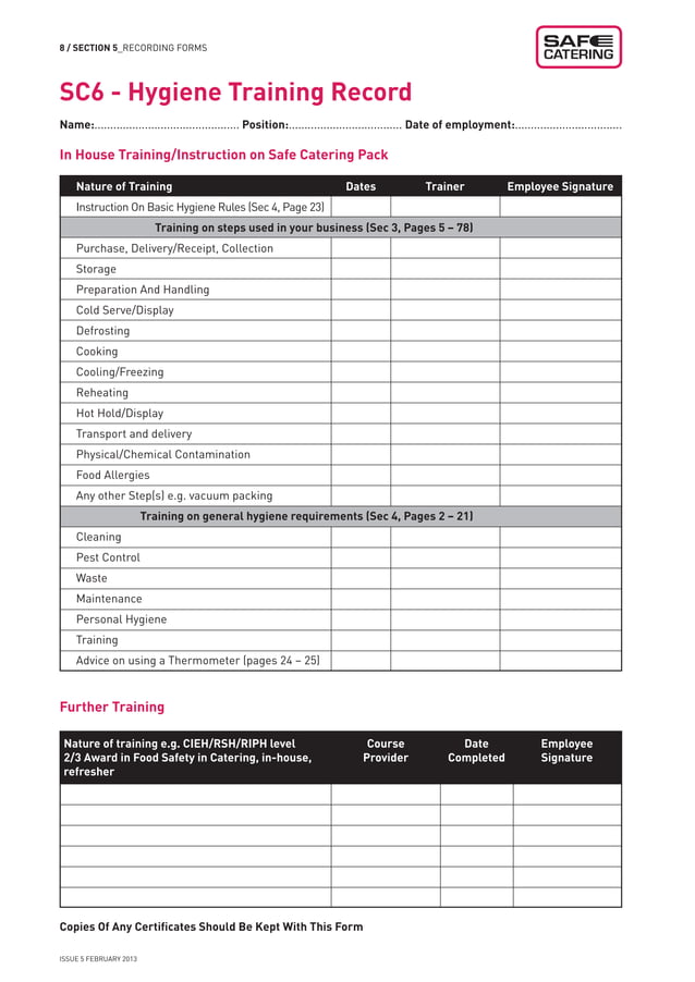 Safe catering-recording-forms | PDF