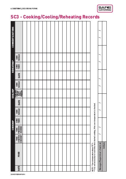 Safe catering-recording-forms
