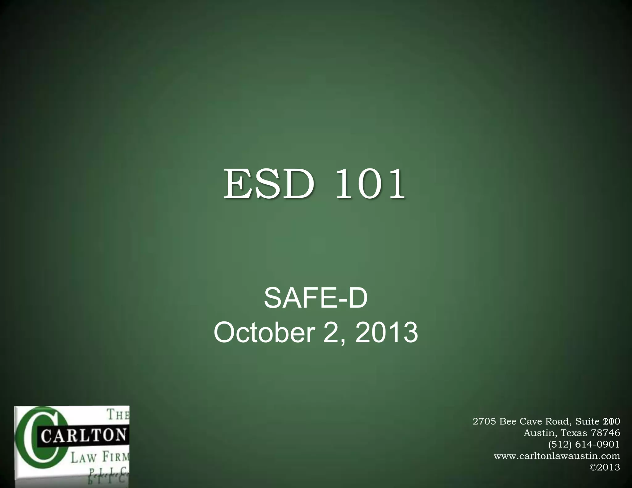 SAFE-D ESD 101 Presentation - October 2013 | PPT