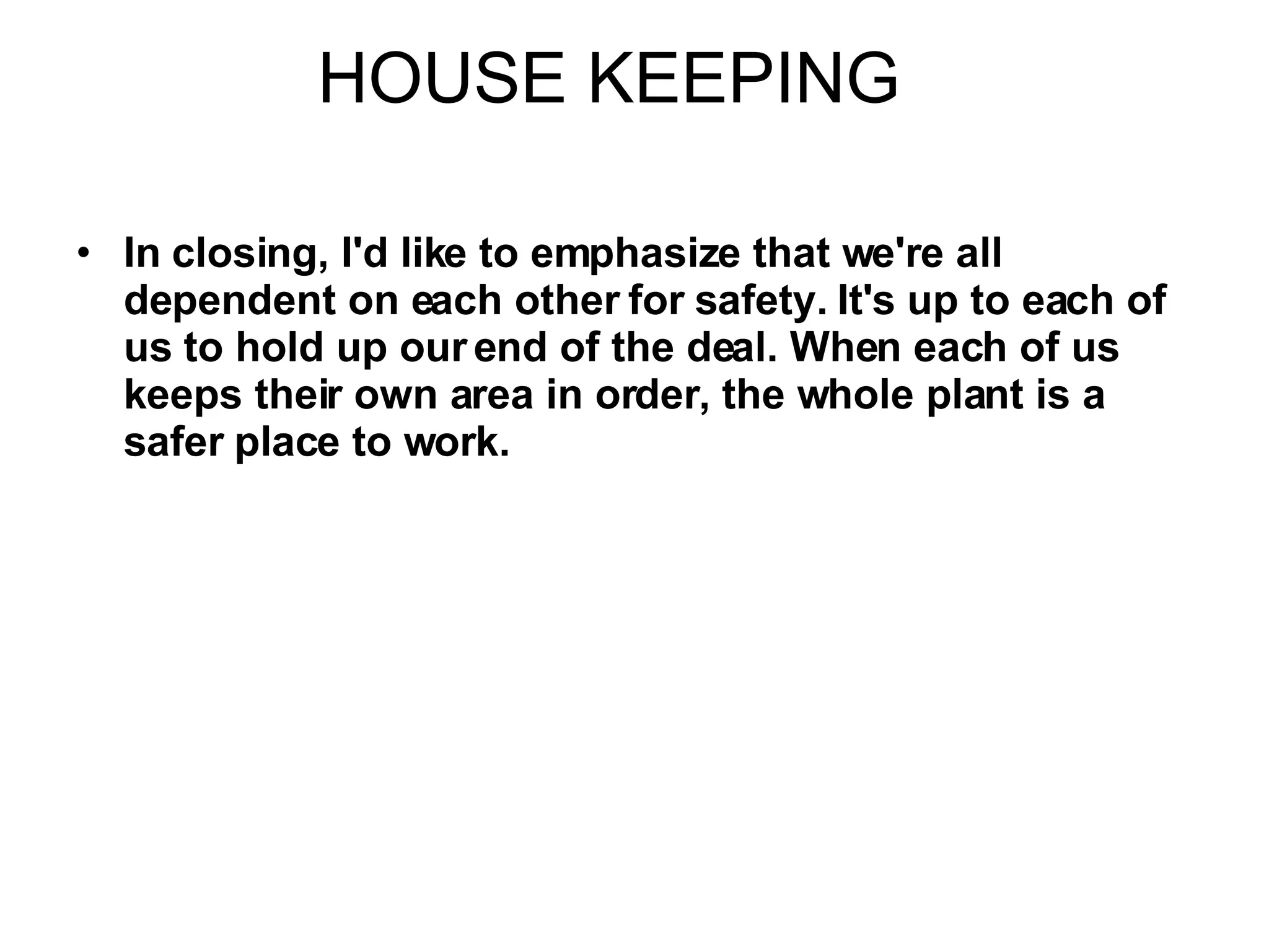 Safe Housekeeping | PPT