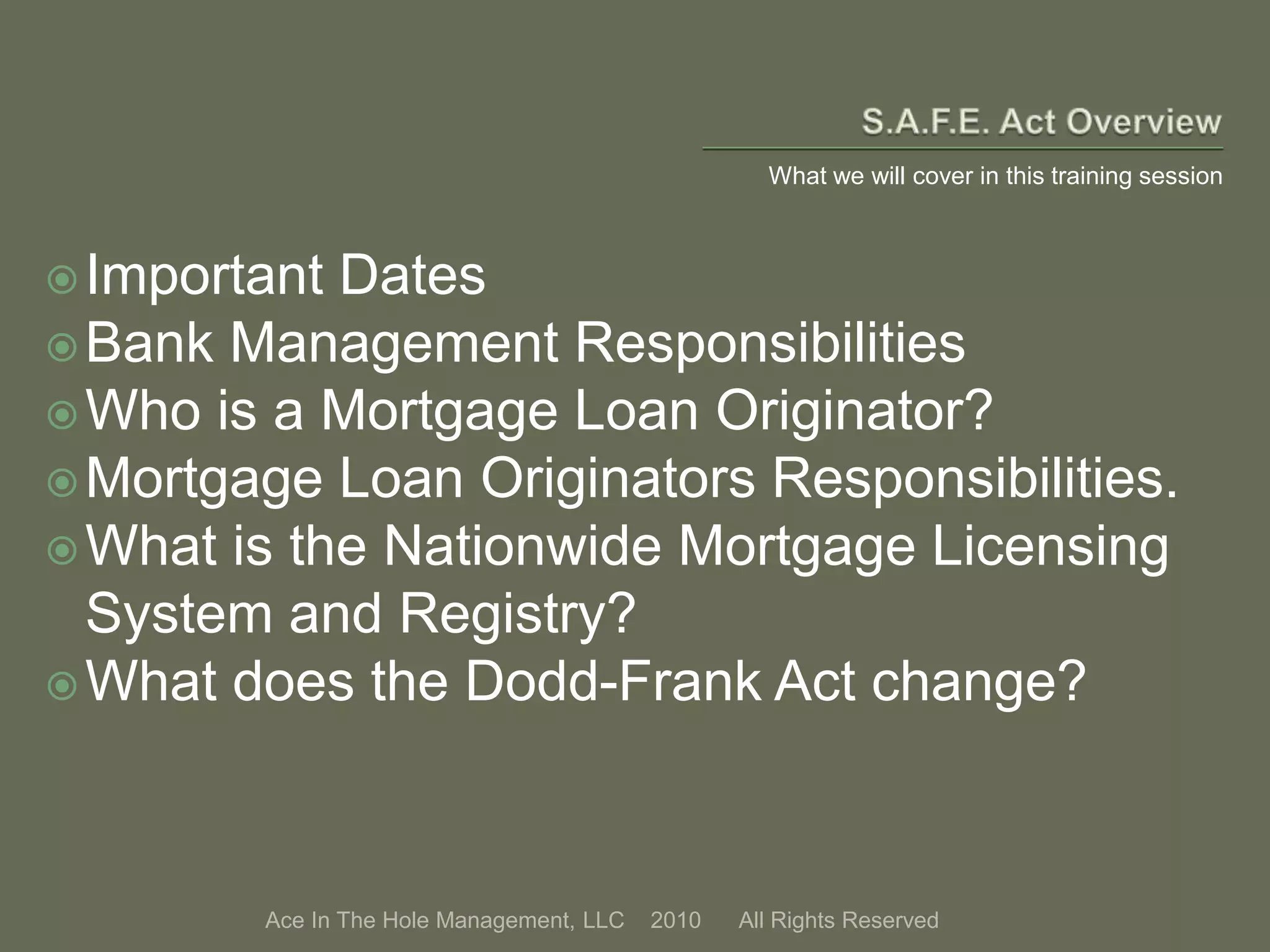 Safe Act Training | PPTX