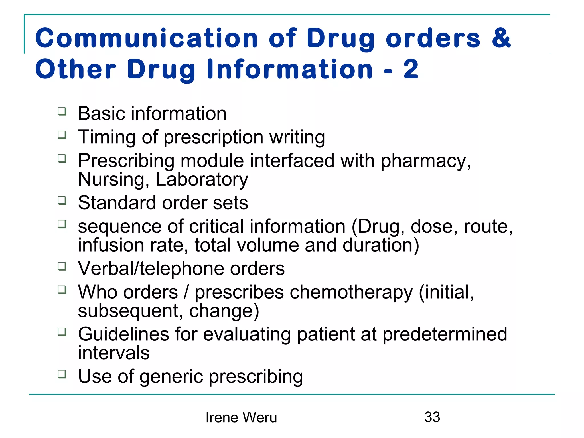 Safe administration & preparation of cancer chemotherapy by irene weru ...