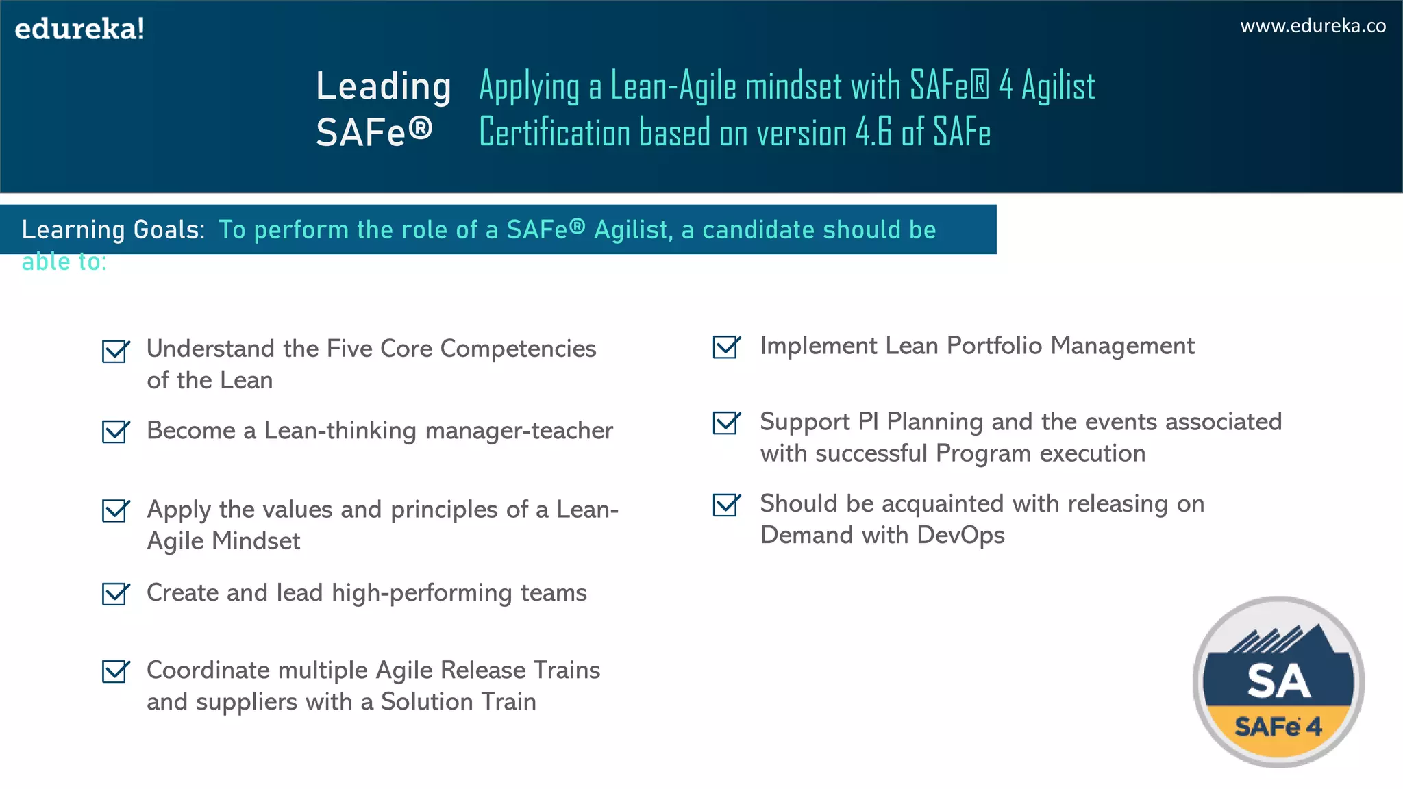 SAFe Agile Certification Exam Requirements | Edureka | PPT | Free Download