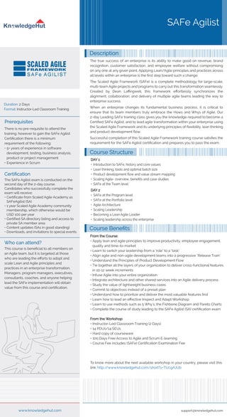 SAFe agilist_brochure | PDF