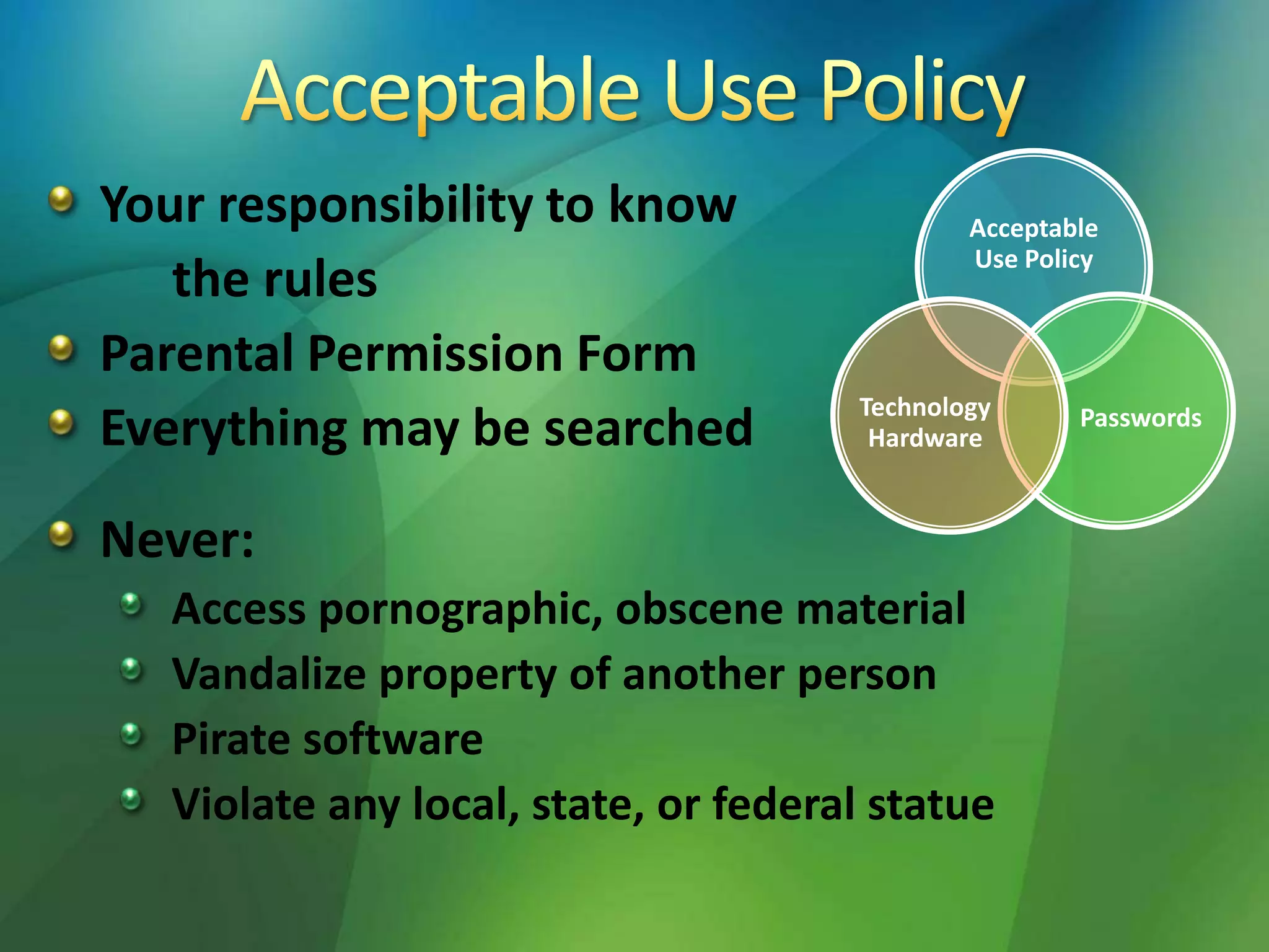 Safe and ethical use of technology in the classroom power point final | PPT