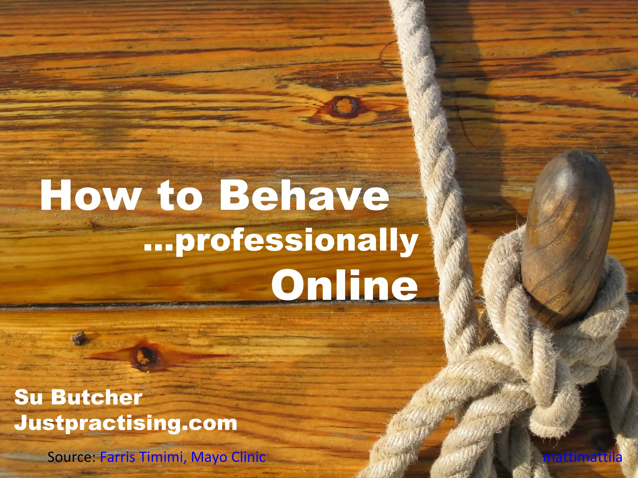 Safe and Sensible: How to Behave Professionally Online | PPT