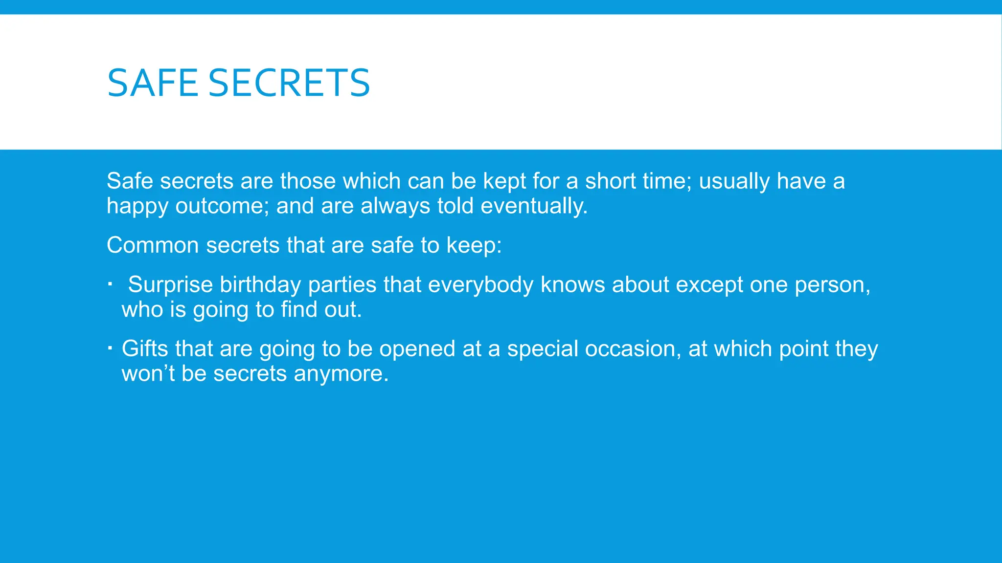 Safe and unsafe secret for child safeguarding | PPT