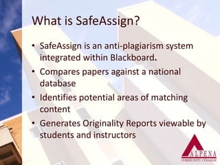 Blackboard SafeAssign | PPTX