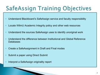 SafeAssign at Wilmington University | PPT