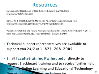 SafeAssign at Wilmington University | PPT