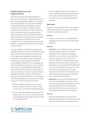 SAFECode’s latest “Software Security Guidance for Agile Practitioners ...