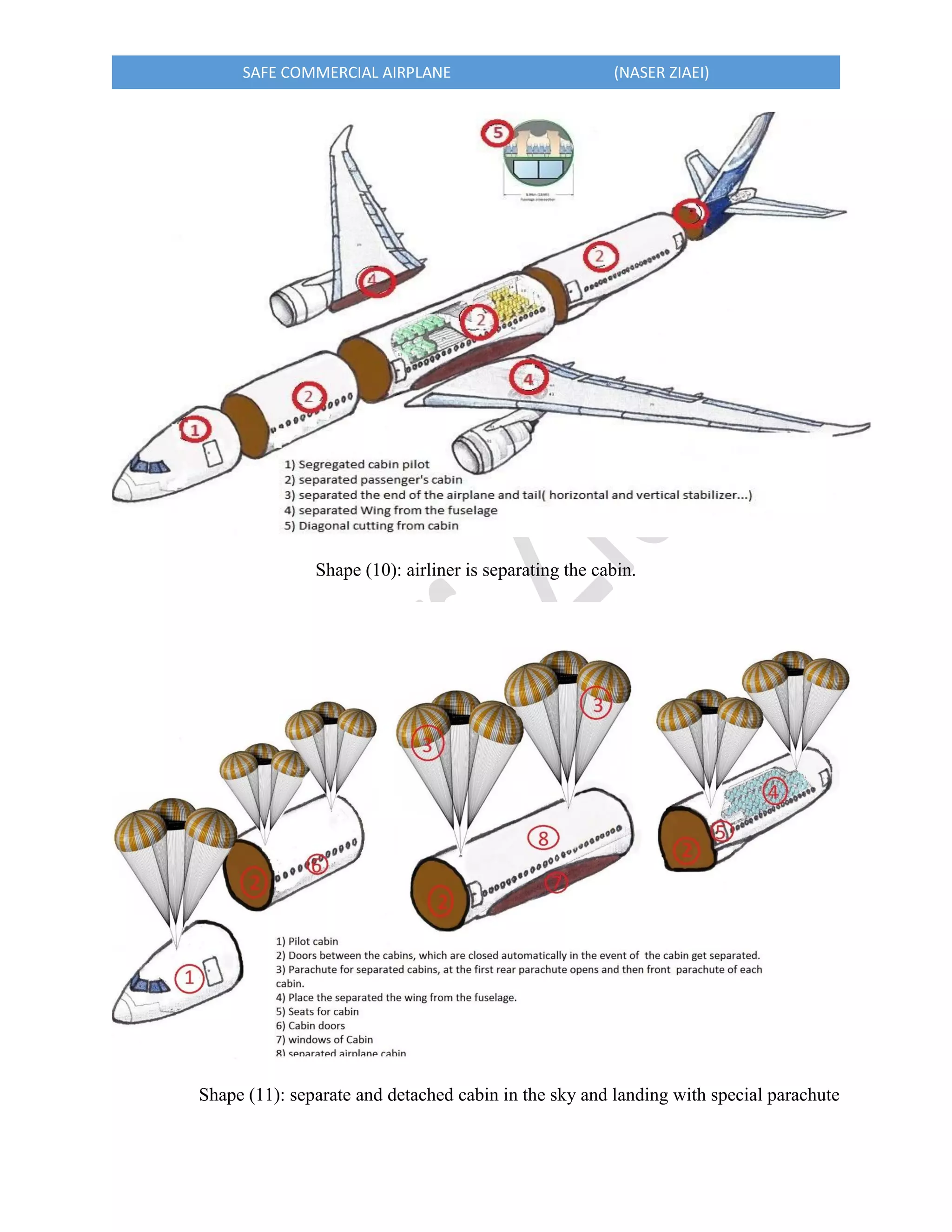 Safe commercial airplane with separable cabins | PDF