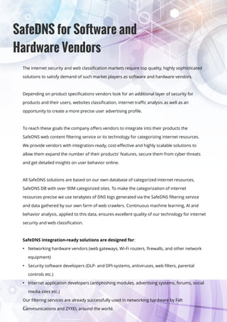 SafeDNS for Networking Hardware Manufacturers and Software Vendors | PDF