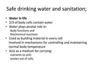Safe drinking water and sanitation | PPTX