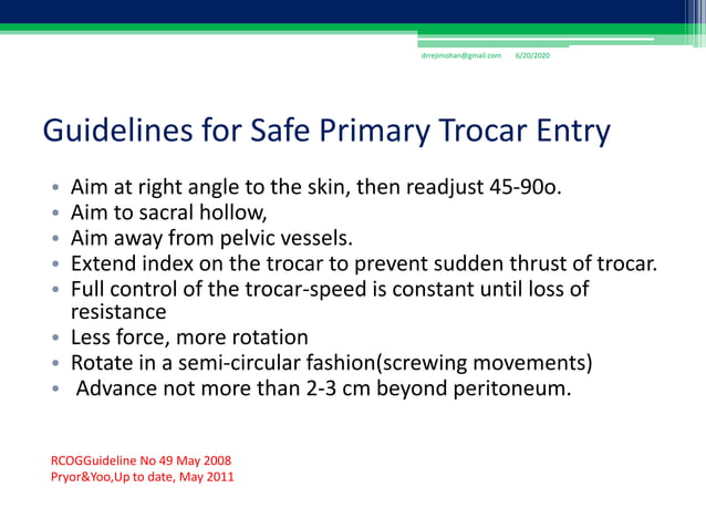 Safe entry in gyn endoscopy | PPT