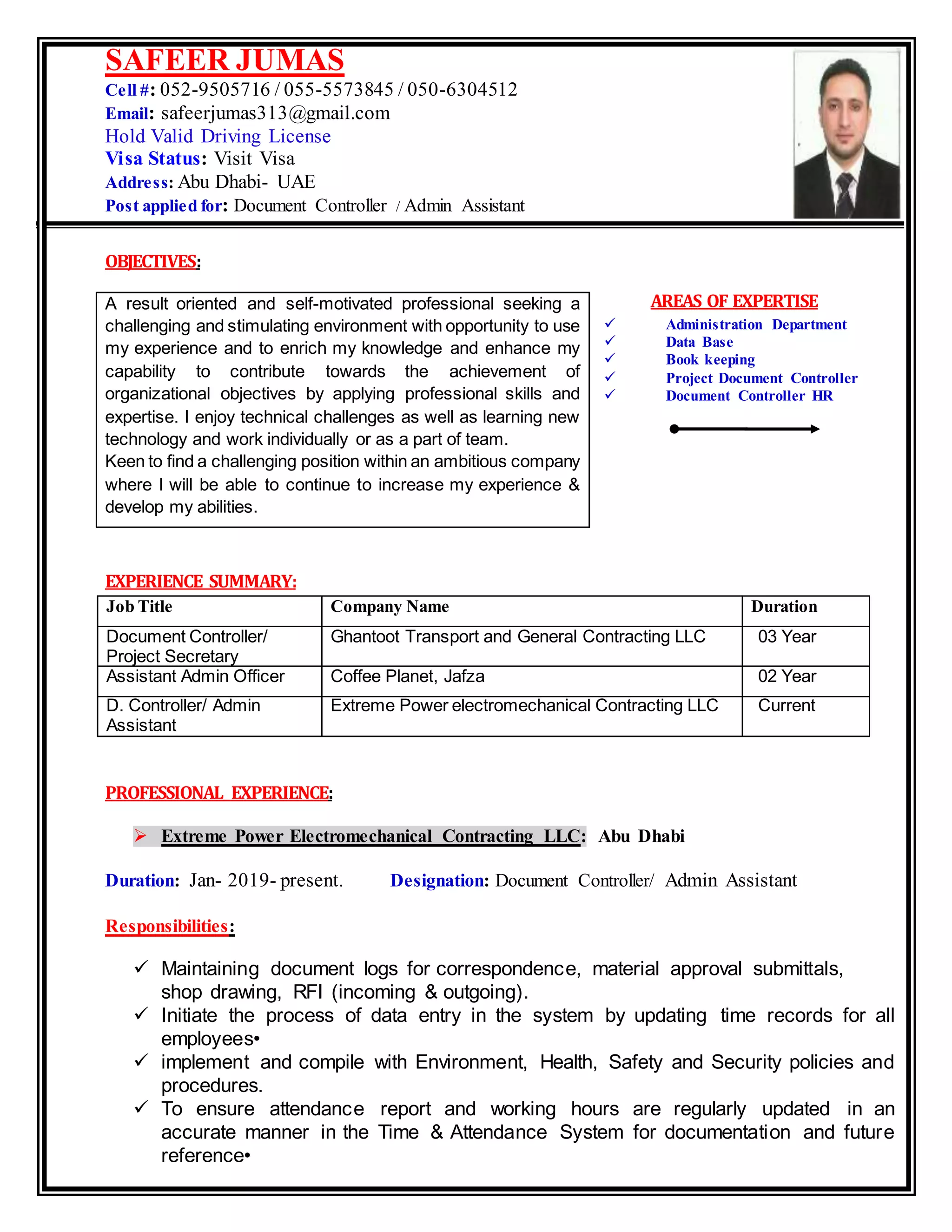 Safeer jumas cv | DOCX