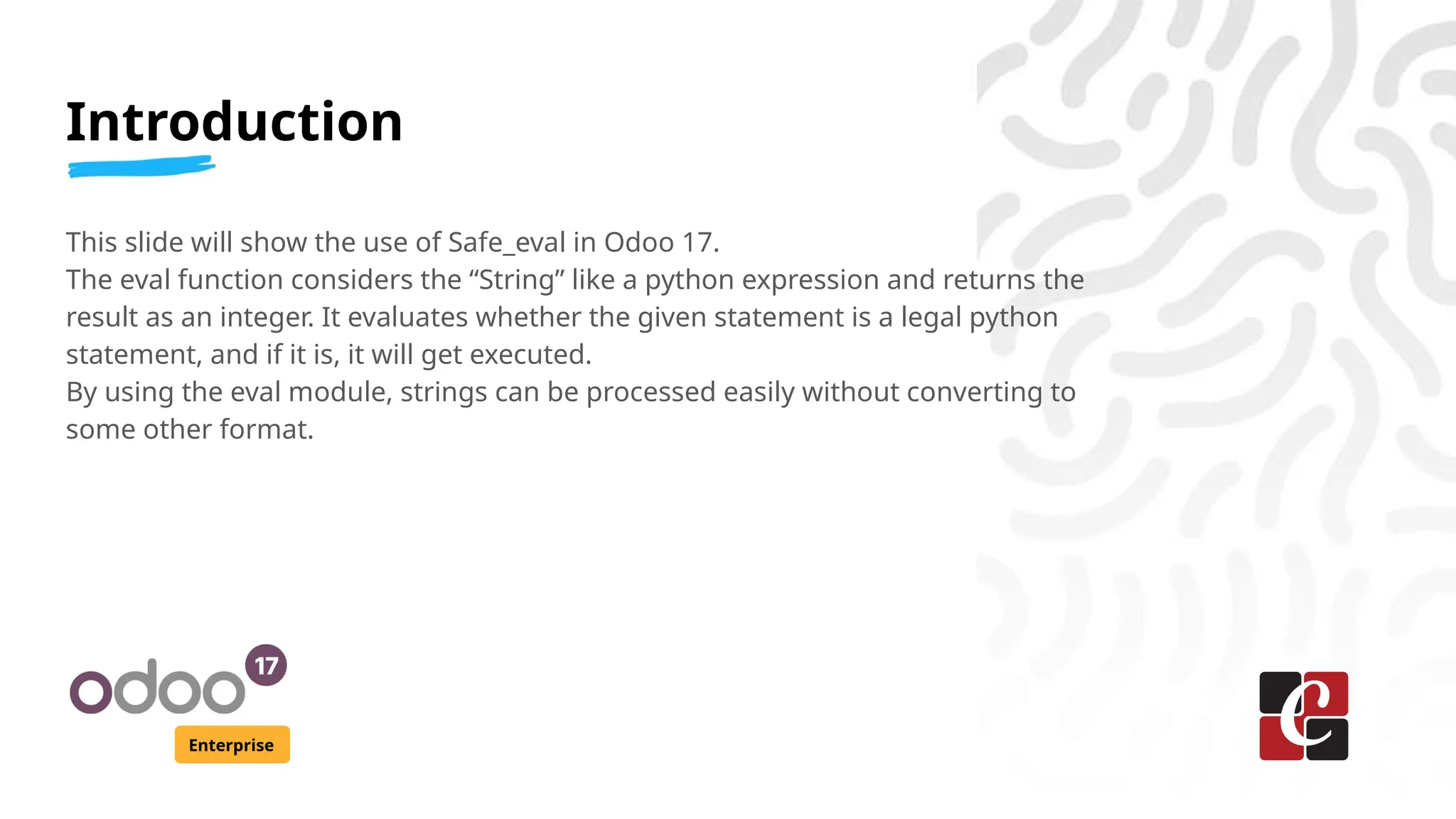 Safe_eval in Odoo 17 - Odoo 17 Technical Slides | PPTX | Programming Languages | Computing
