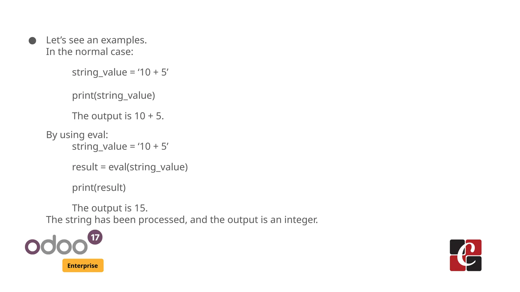 Safe_eval in Odoo 17 - Odoo 17 Technical Slides | PPTX | Programming Languages | Computing