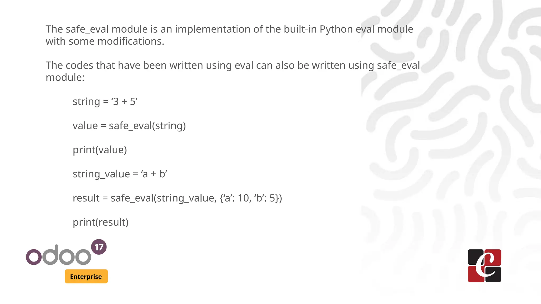Safe_eval in Odoo 17 - Odoo 17 Technical Slides | PPTX