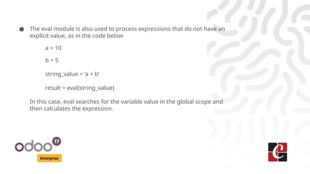 Safe_eval in Odoo 17 - Odoo 17 Technical Slides | PPT