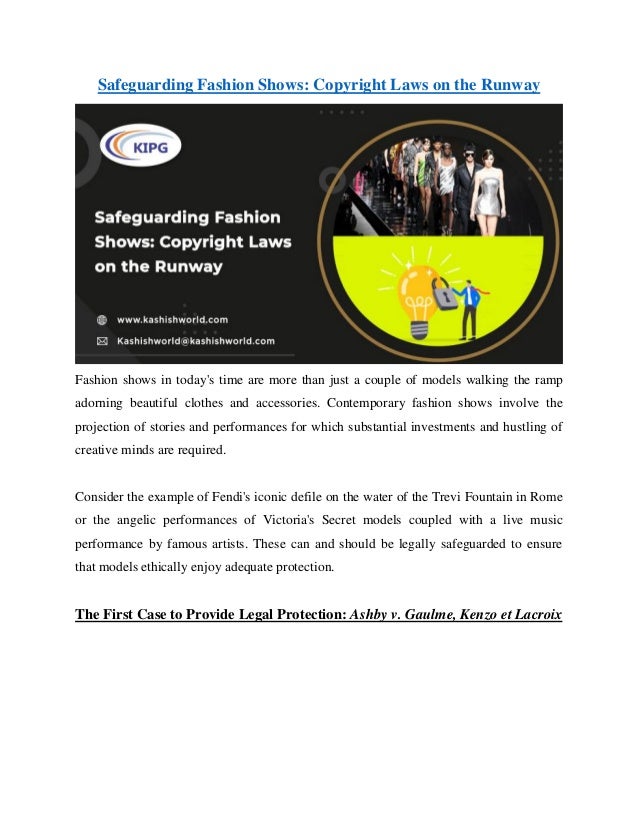 Safeguarding Fashion Shows: Copyright Laws on the Runway | PDF