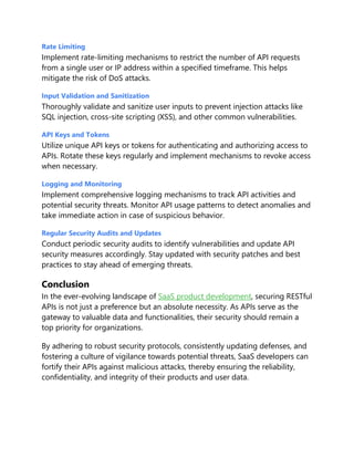 Safeguarding RESTful API in SaaS Product Development | PDF