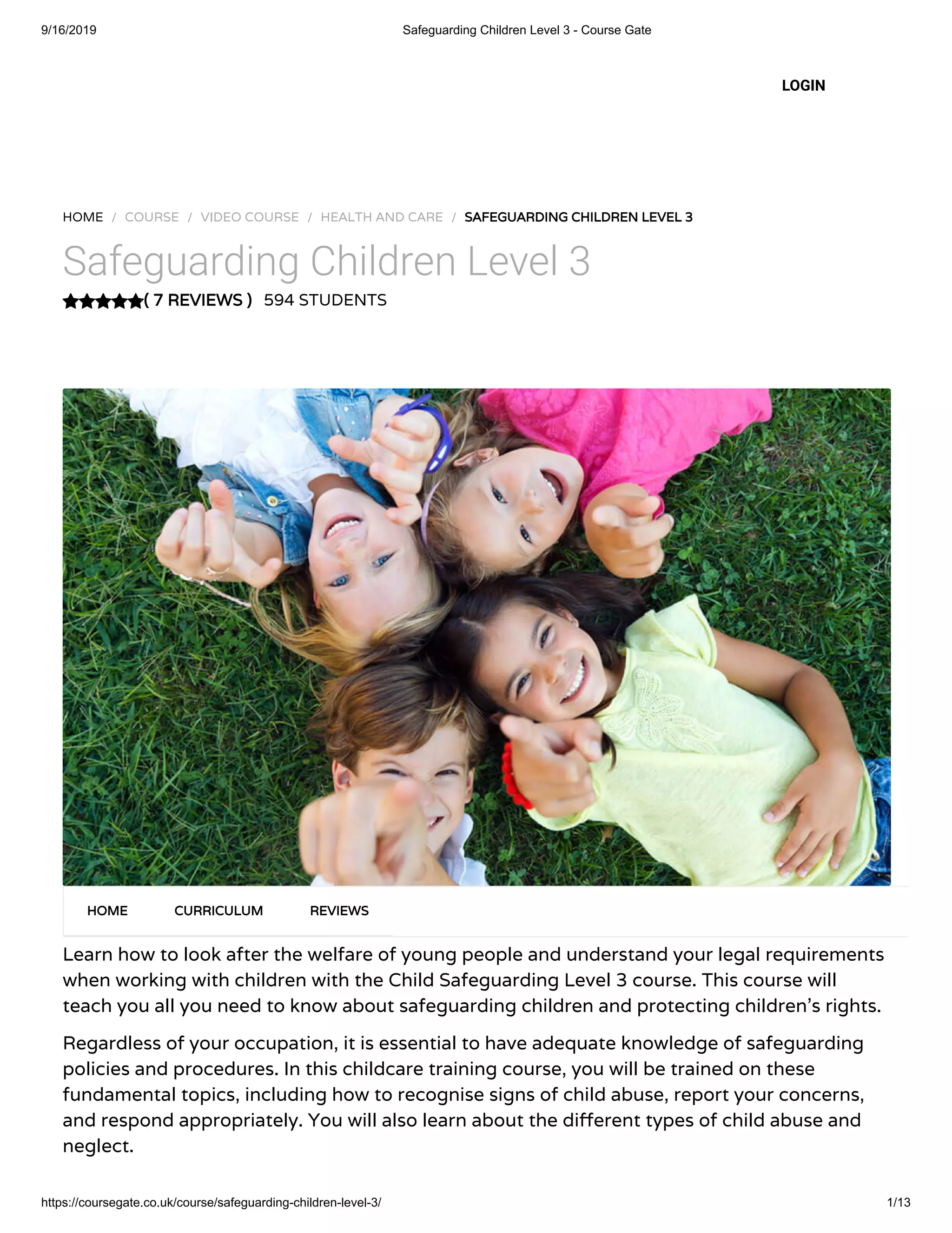 Safeguarding Children Level 3 - Course Gate | PDF