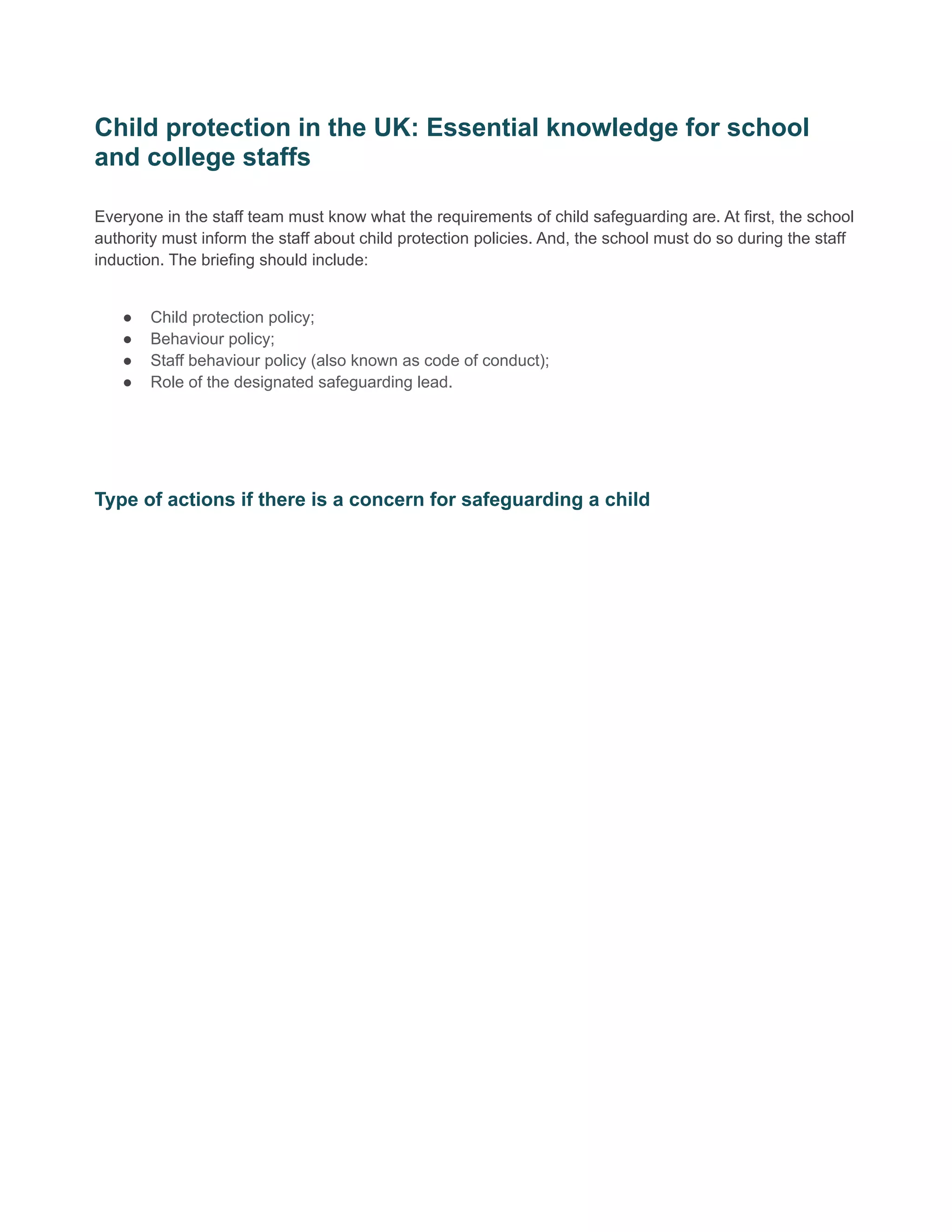 Safeguarding Children: The Children Protection Policy at Schools | PDF