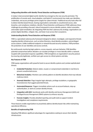 Identity Threat Detection and Response.. | DOCX