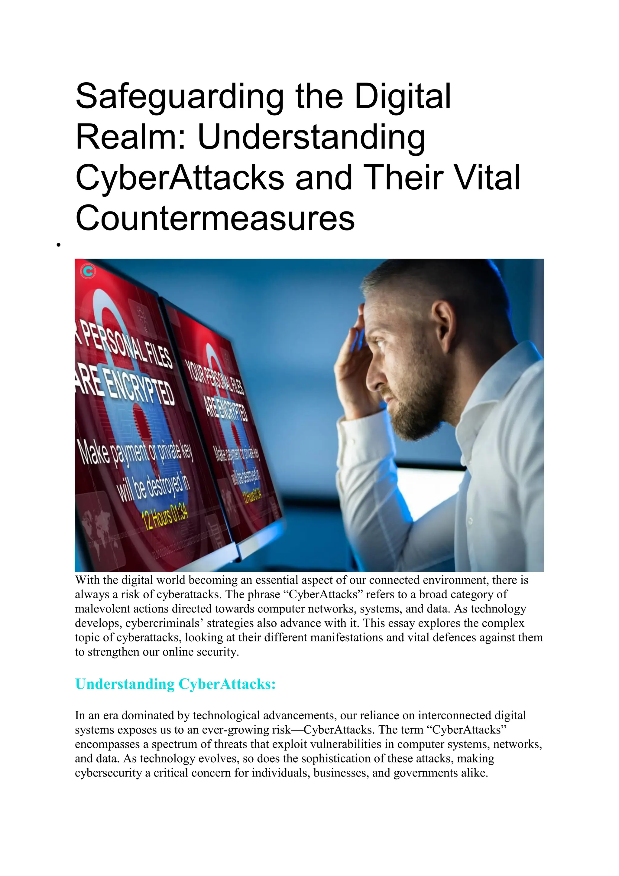 Safeguarding The Digital Realm Understanding Cyberattacks And Their Vital Countermeasures Pdf