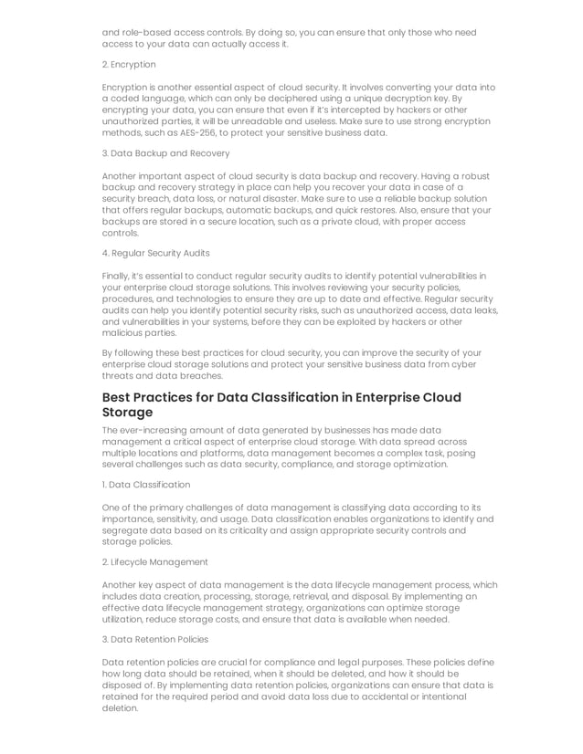 Safeguarding Your Data Best Practices For Secure Cloud Storage Pdf