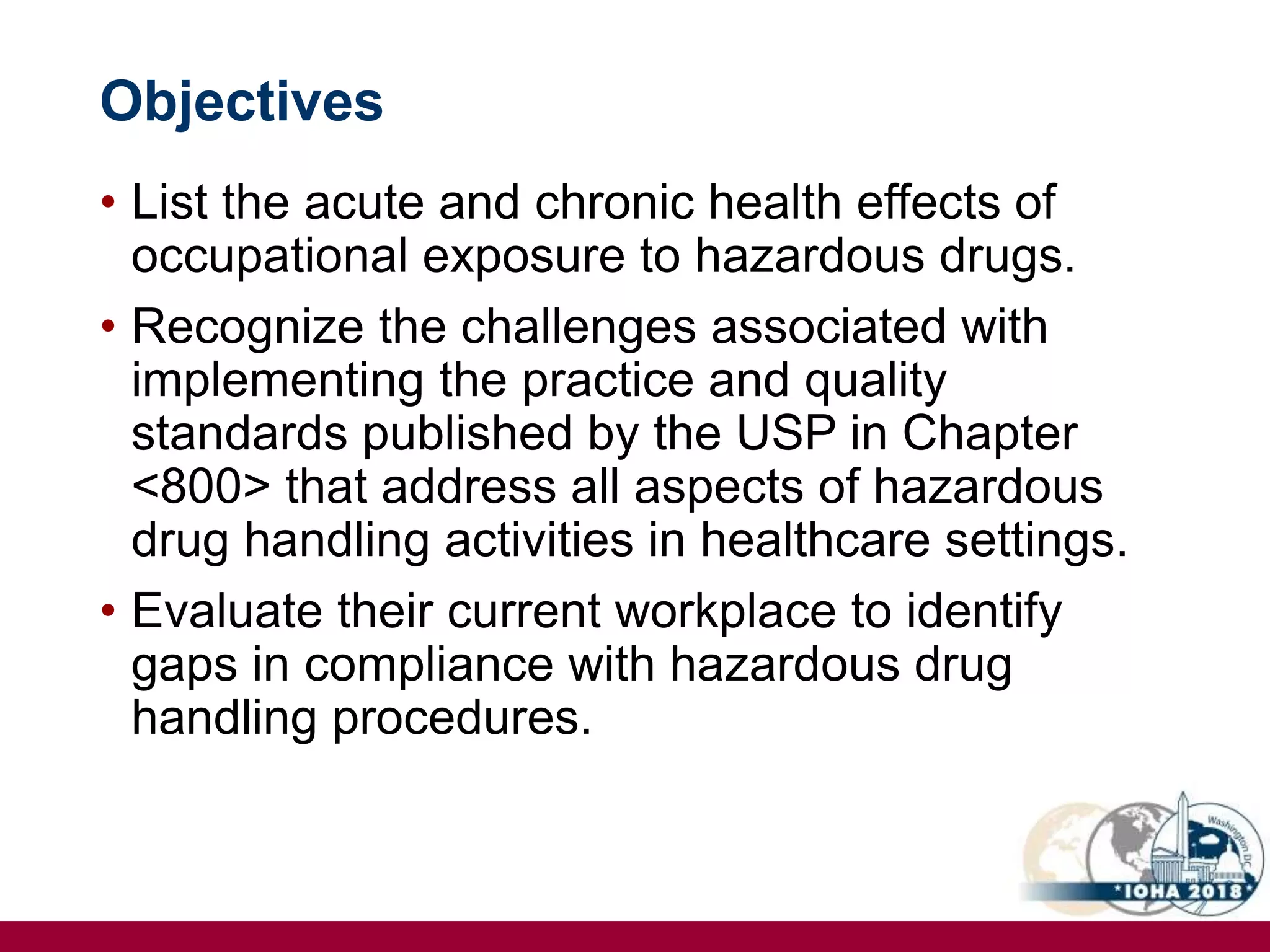 Safe Handling of Hazardous Drugs and USP in the Healthcare Industry | PPTX