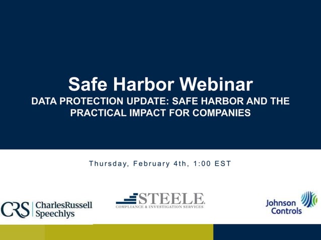Safe Harbor Webinar | PPT