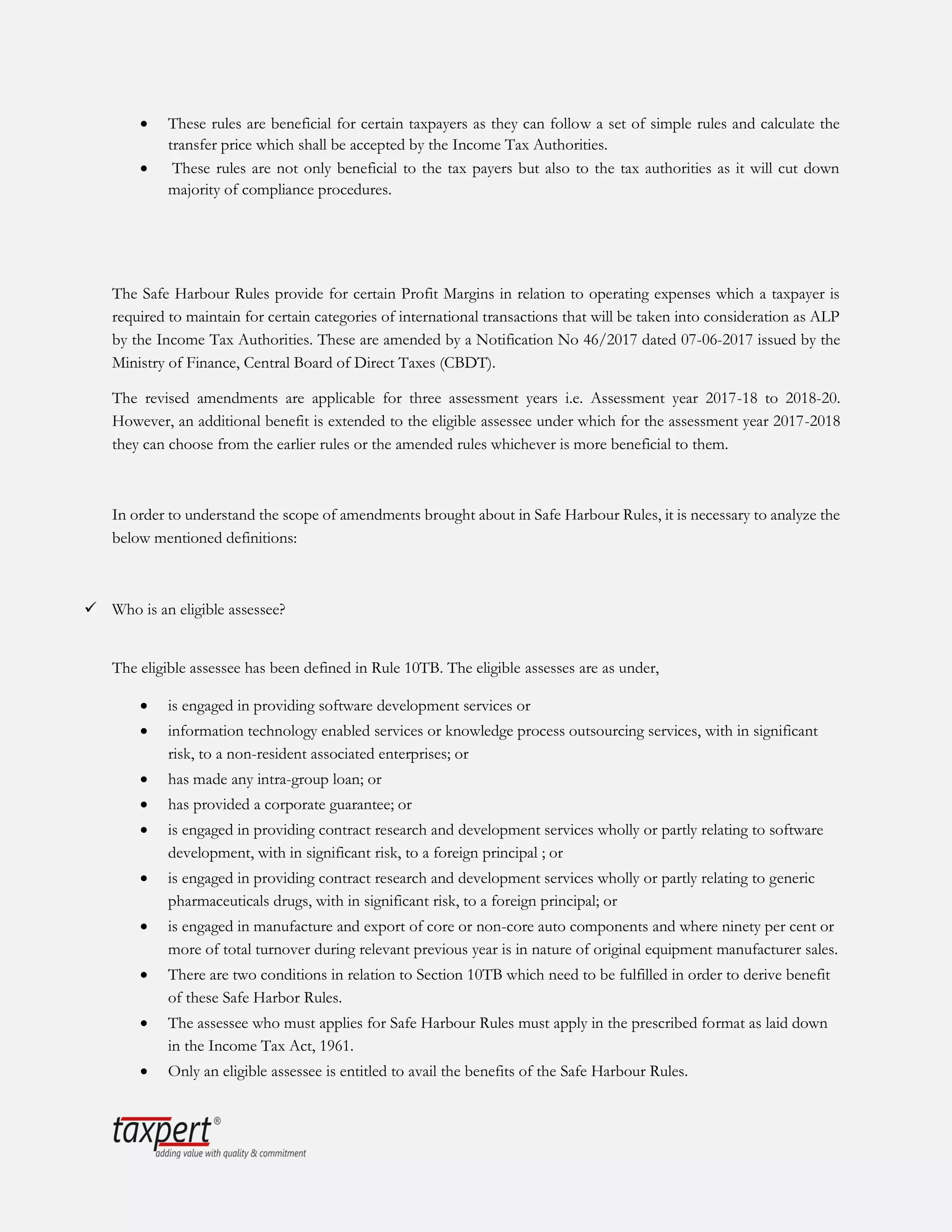 Safe Harbour Rules Amendment | PDF