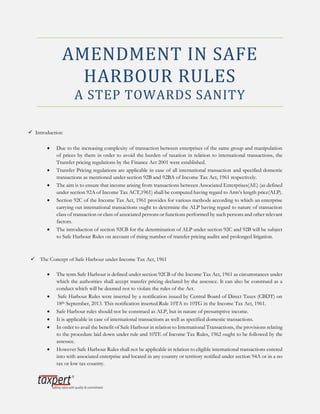 Safe Harbour Rules Amendment | PDF