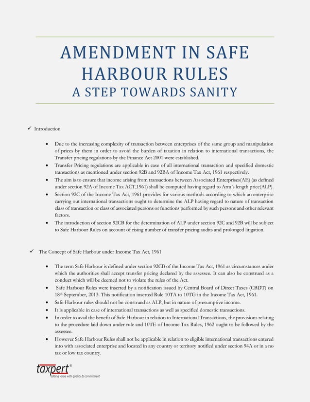Safe Harbour Rules Amendment | PDF