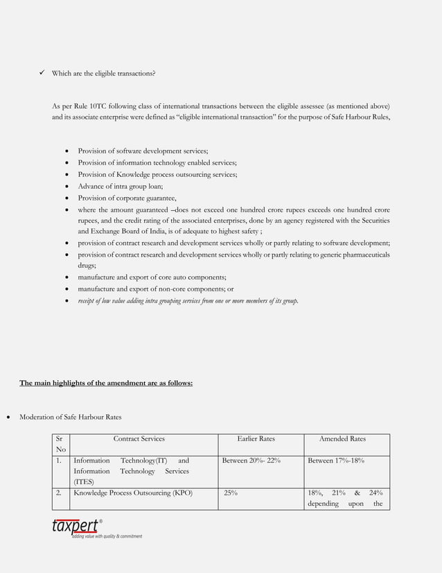 Safe Harbour Rules Amendment | PDF