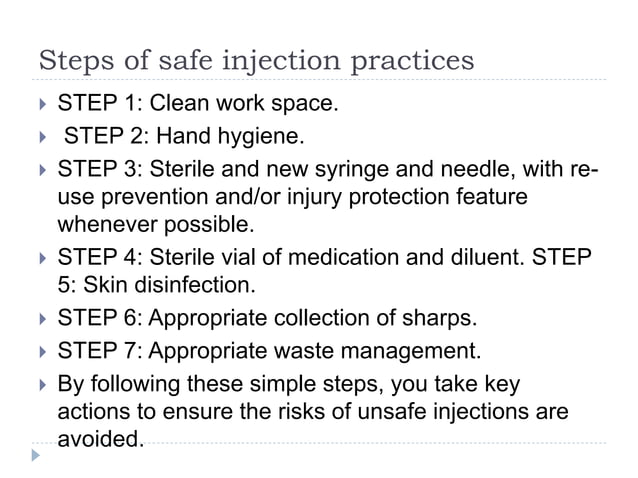 safe injection practice as per NABH.pptx | First Aid | Injuries