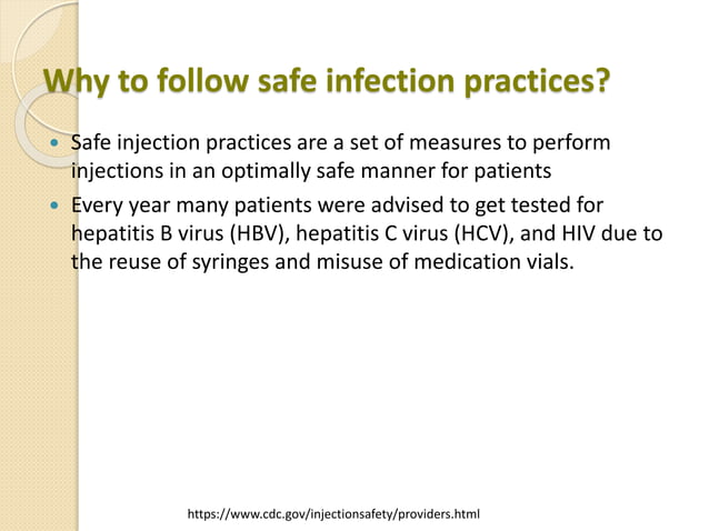 Safe injection practices | PPTX | Infectious Diseases | Diseases and ...