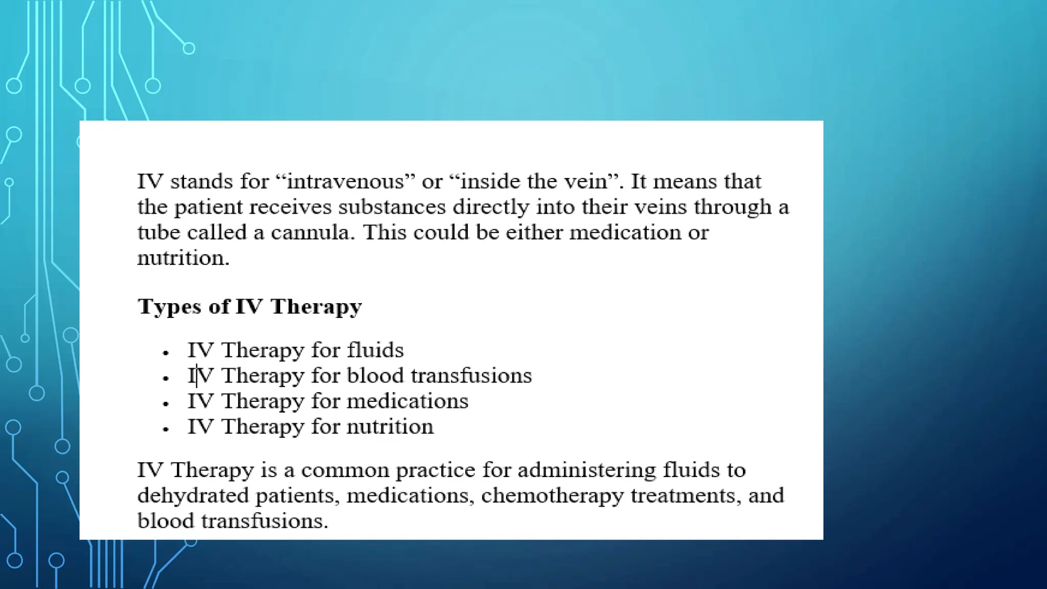 Safe intravenous therapy and hazards of iv therapy | PPT