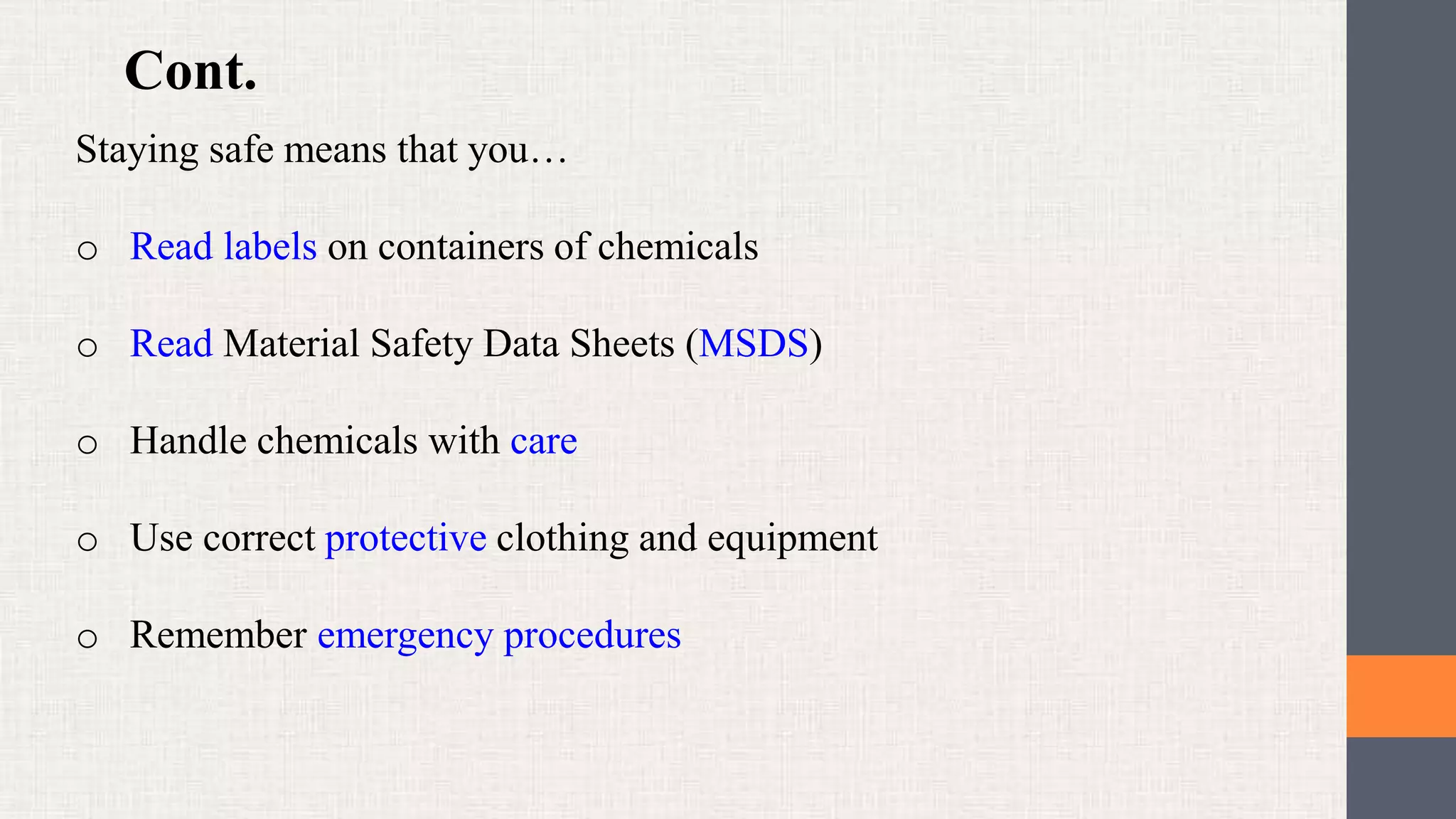 Safe laboratory Practices, Chemical Storage and laboratory safety ...