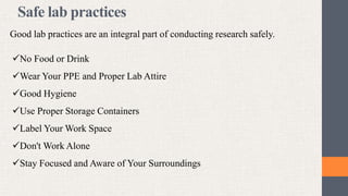 Safe laboratory Practices, Chemical Storage and laboratory safety ...