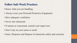 Safe laboratory Practices, Chemical Storage and laboratory safety ...