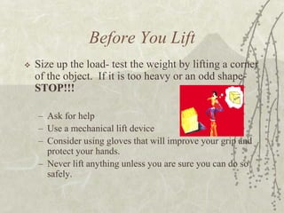 Safe lifting | PDF