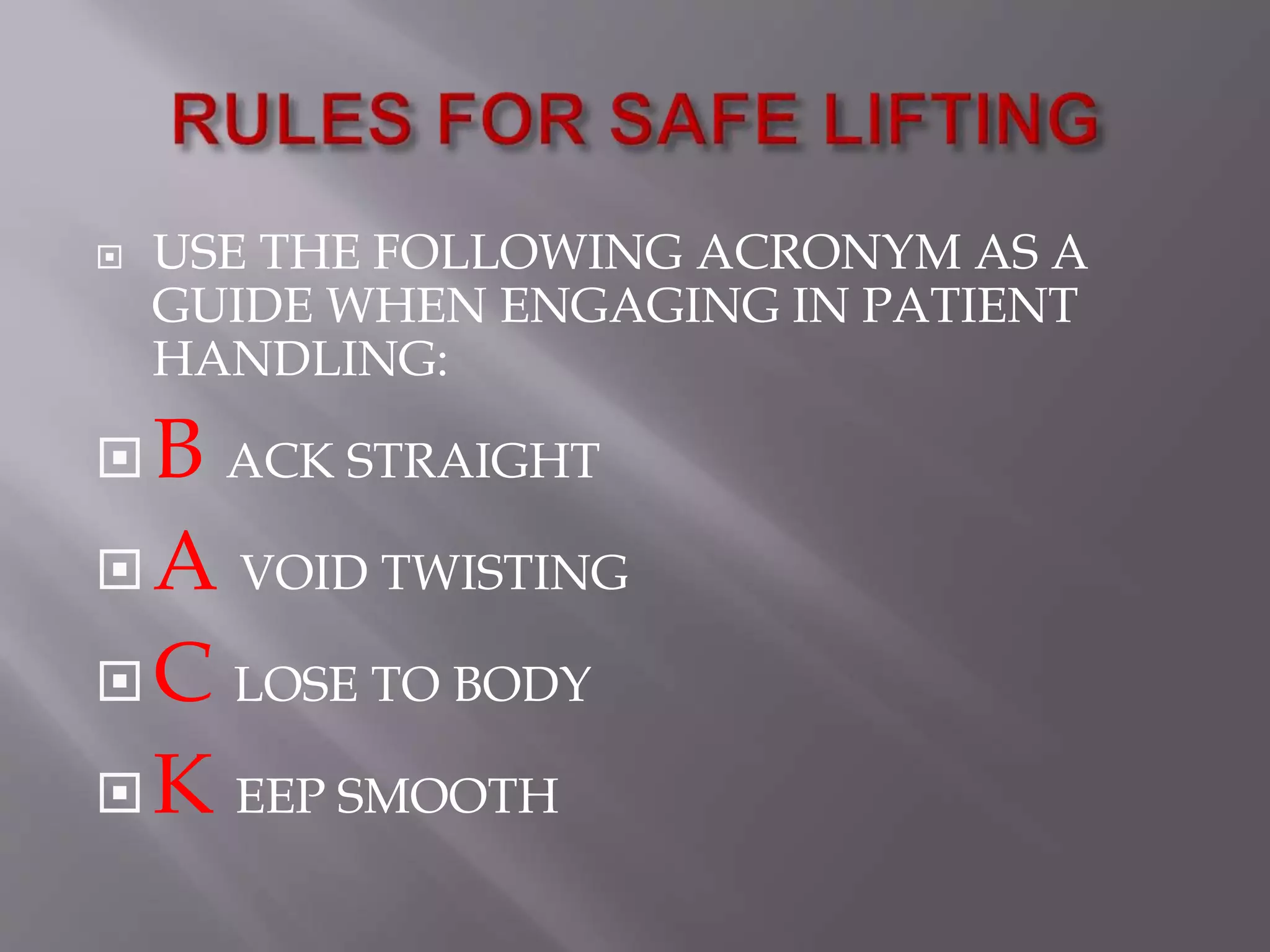 Safe lifting | PPTX