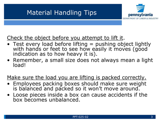 Safe Lifting Material Handling Presentation | PPT