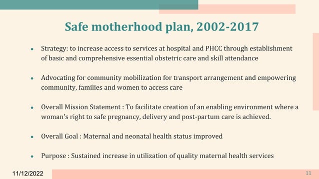 Safe Motherhood Program in Nepal: Challenges and Way Forward | PPTX