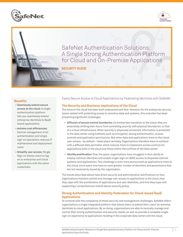 A Single Strong Authentication Platform for Cloud and On-Premise ...